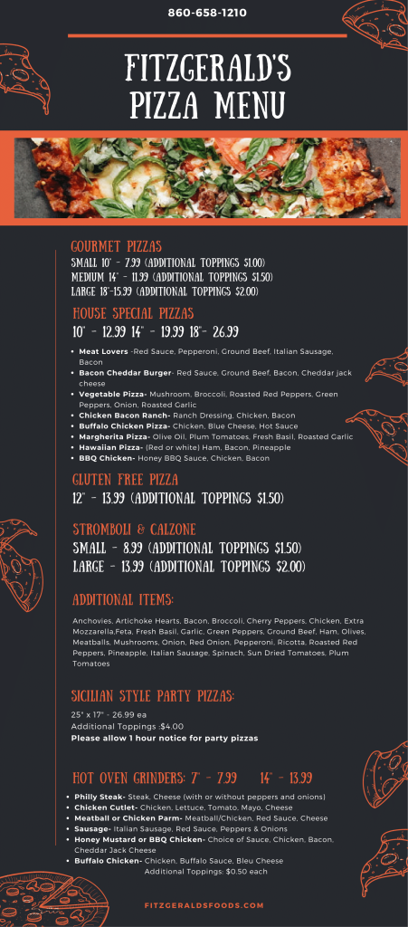 Pizza Menu | Fitzgerald's Foods